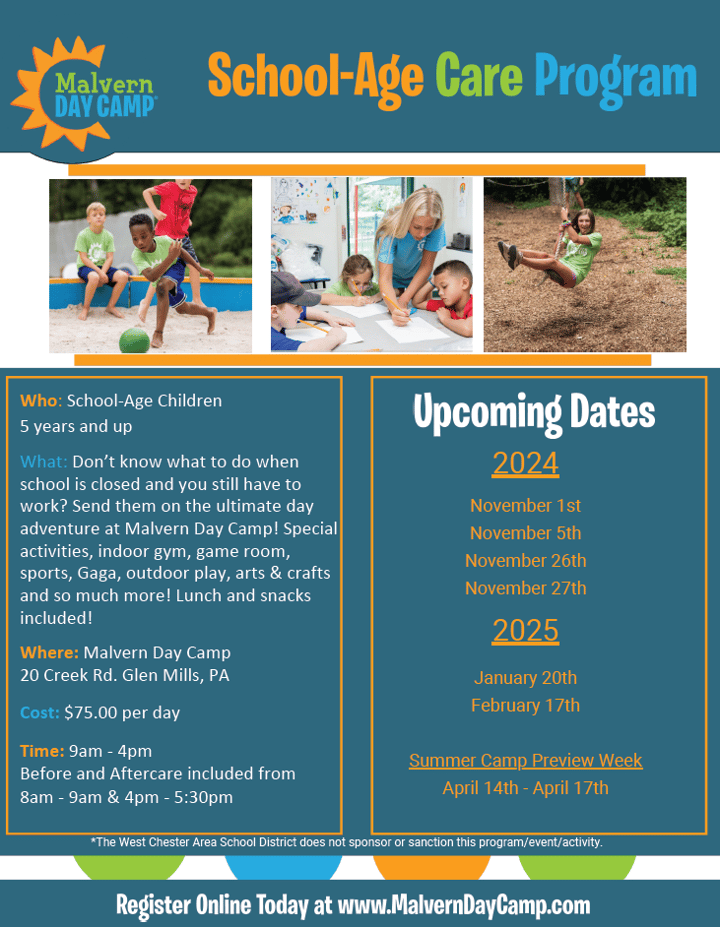 School-Age Care Program (ages 5 and up) | Malvern Day Camp